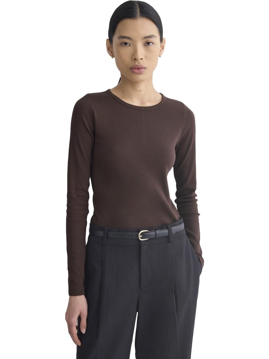 EVERLANE EVERLANE Luxe Rib Long-Sleeve Crew T-shirt